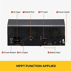 Mophorn Inverter Solar Pure Sine Wave Power Solar Charger DC AC Output with Utility Charger (3KVA 24V MPPT)
