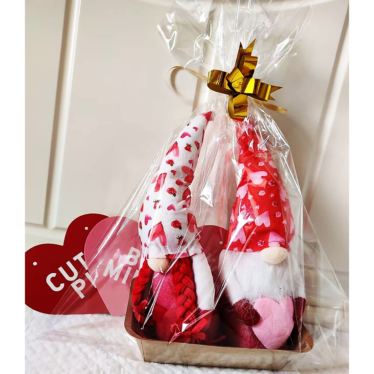 Valentine's Day Baskets For Gifts Empty, 12 PCS Sturdy Diy Kraft Market Tray Cardboard Basket To Fill Bulk with 12 clear plastic bags, 12 PCS gold bows for Valentine's Day,Easter, Birthday,Wedding