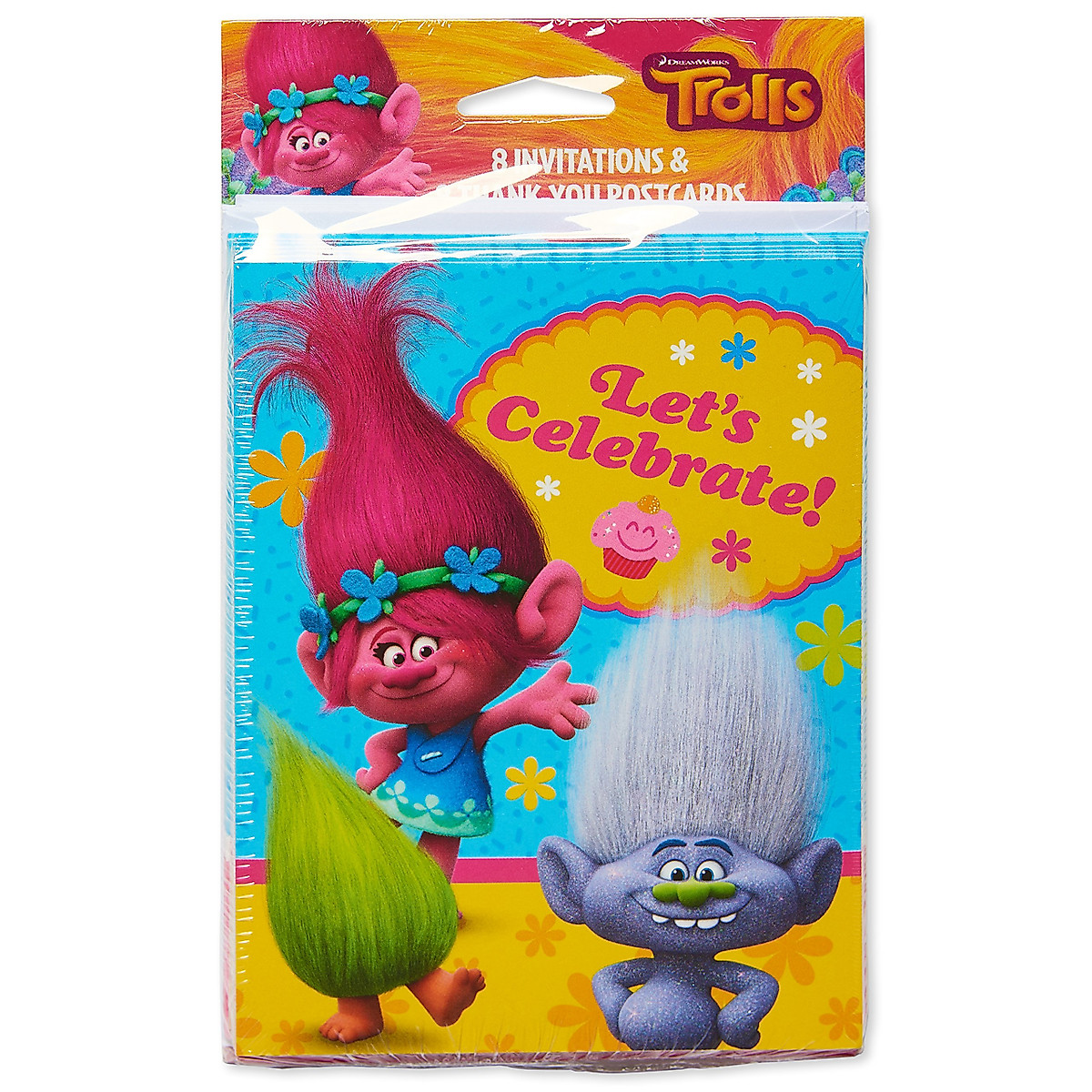 American Greetings Trolls Invite and Thank-You Combo Pack, 8-Count