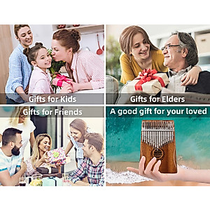 HONHAND Kalimba 17 Keys Thumb Piano, Easy to Learn Portable Musical Instrument Gifts for Kids Adult Beginners with Tuning Hammer and Study Instruction. Known as Mbira, Wood Finger Piano