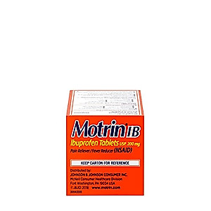 Motrin IB, Ibuprofen 200mg Tablets, Pain Reliever & Fever Reducer for Muscular Aches, Headache, Backache, Menstrual Cramps & Minor Arthritis Pain, NSAID, 100 Ct