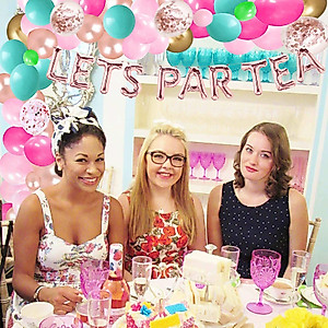 228 Pcs Tea Party Decorations, LET'S PARTEA Balloons Arch Garland Kit, Floral Tea Backdrop, Talking Party TableCloth, Teapot Teacups Tableware for Bridal Shower Engagement Bachelorette Party Supplies