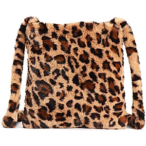 BABABA Plush bag women's bag new leopard single shoulder bag leisure large capacity wool straddle bag