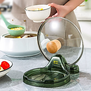 Multifunction Kitchen Spatula Rack, Versatile Pot Lid Ladle Holder, Board Spoon Rest Holder Drip Tray for Kitchen, Food Grade Plastic Spoon Holder, Multipurpose Spatula Pad Book Cutting (Color : Blac