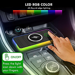 for Magsafe Wireless Car Charger Pad, [Upgrade] RGB 15W for Car Wireless Charging Pad for iPhone 15 14 13 12 11 Pro Max, for Samsung Galaxy S22/S22+/S22 Ultra/S21/S20/S10