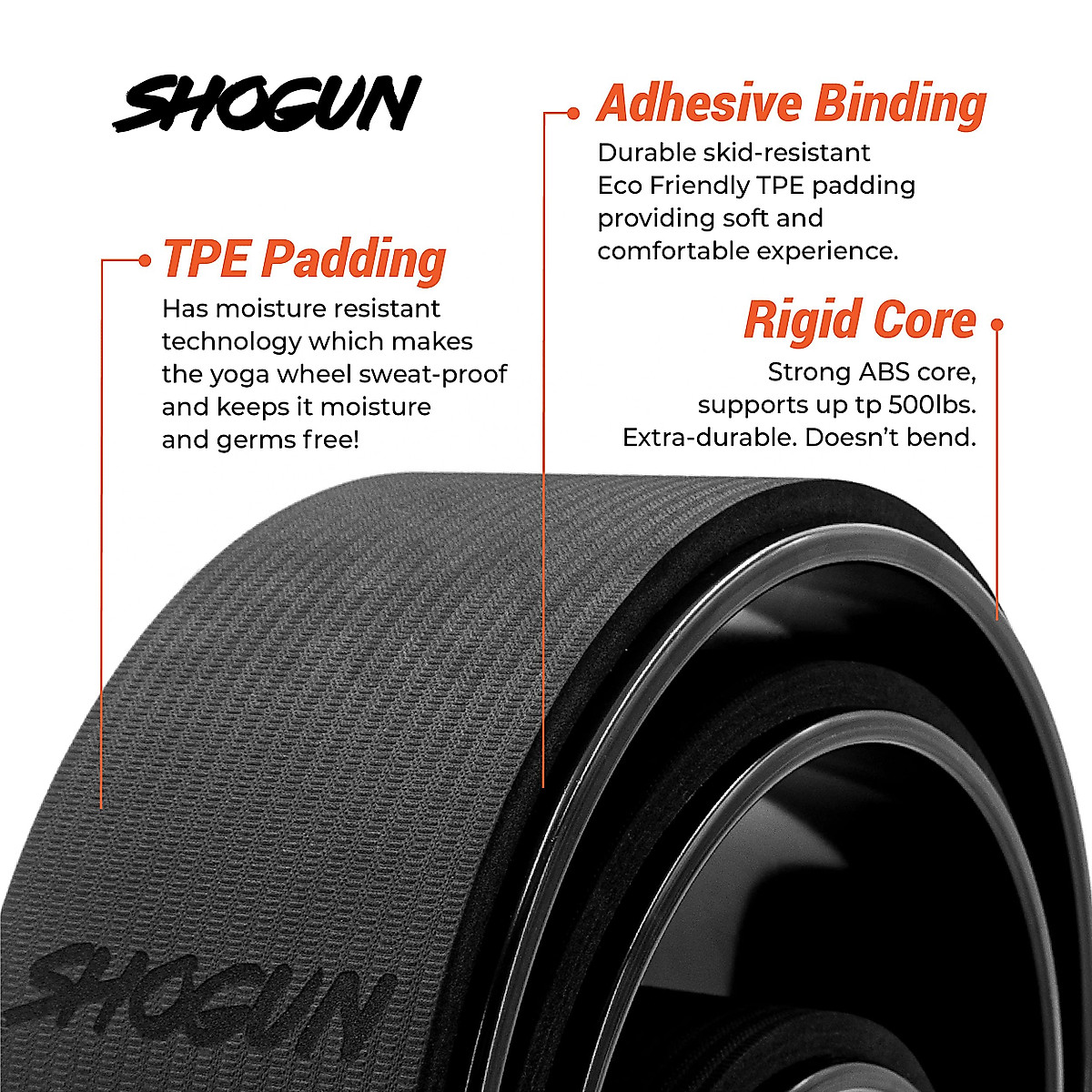Shogun Yoga Wheel Roller for Back Pain Relief - Back Roller Wheel Stretching Device for Back Pain Relief - Back Cracking Wheel Perfect for Spine Stretching, Improved Flexibility & Mobility