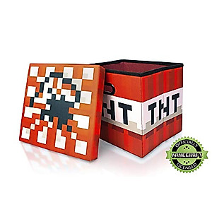 MINECRAFT TNT Block Storage Cube Organizer Storage Cube | TNT Block From Cubbies Storage Cubes | Organization Cubes | 15-Inch Square Bin With Lid