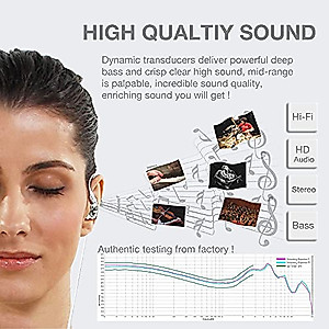 ROCUSO Noise-Isolating Musician's in Ear Monitor, Wired Over Ear Stereo Bass Headphones with Microphone, Waterproof Sport Earbuds for Running, Jogging, Gym, Clear