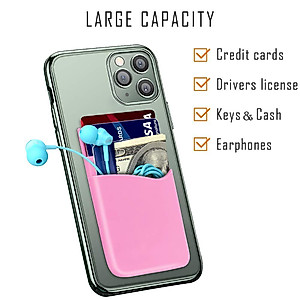 SHANSHUI Card Holder for Back of Phone, Double Cloth Slim Stretchy Phone Pocket Pouch Stick on ID Credit Card Wallet Compatible for iPhone 11 Pro Samsung Galaxy S10 and More