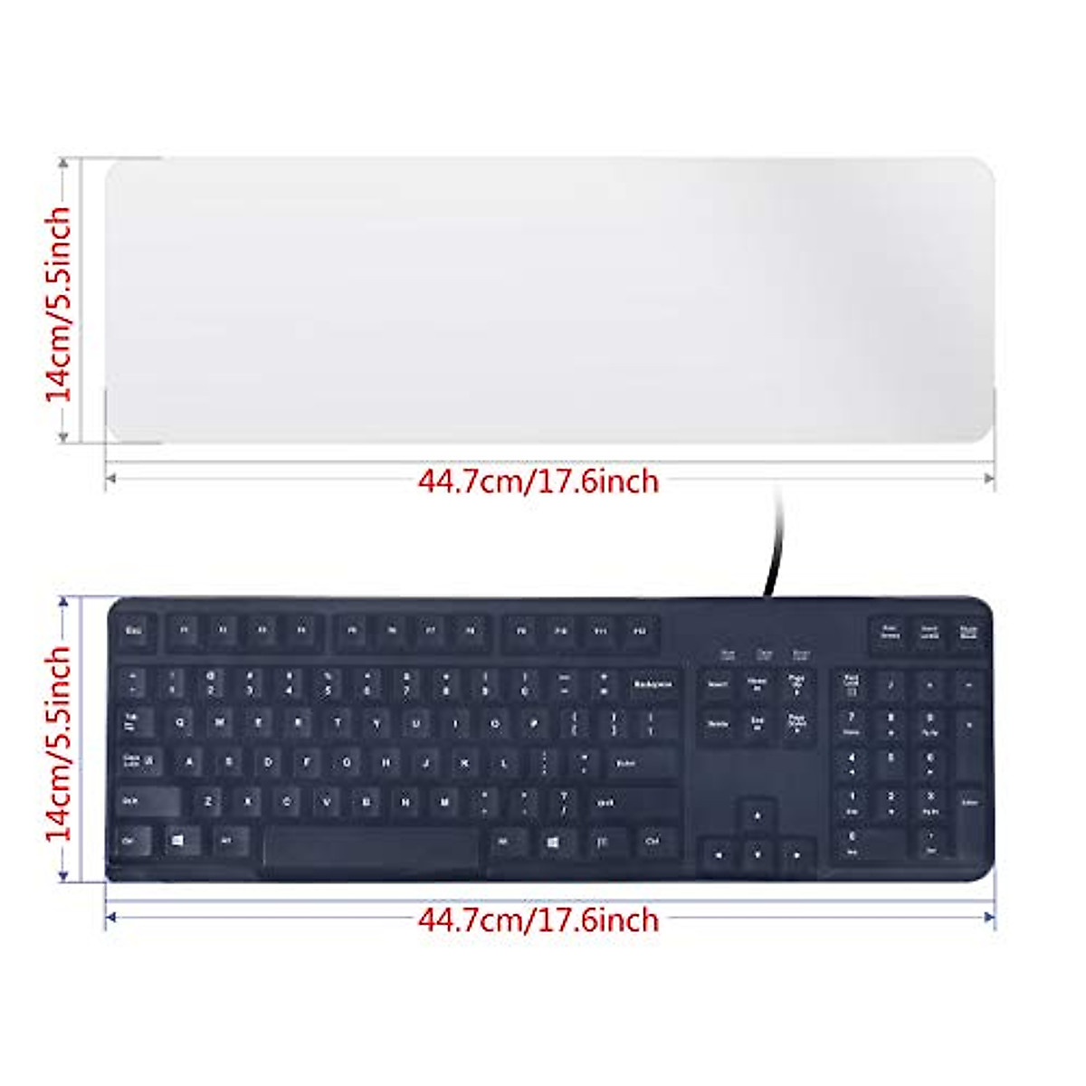 Universal Clear Waterproof Anti-Dust Silicone Keyboard Protector Cover Skin for Standard Size PC Computer Desktop Keyboards (Size: 17.52" x 5.51")