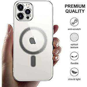 HVDI Clear Magnetic Case for iPhone 11 with Mag-Safe Wireless Charging, Soft Silicone TPU Bumper Cover, Thin Slim Fit Hard Back Shockproof Anti-Yellow Protective Case for iPhone 11 6.1Inch