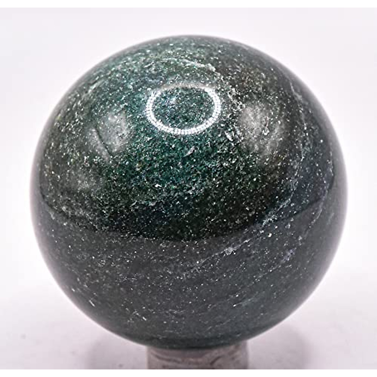 45mm 155g Dark Green Jade Nephrite Sphere Polished Natural Gemstone Crystal Mineral Collectible Ball - India + Stand