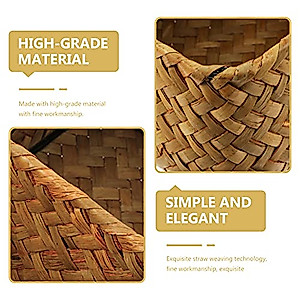 DOITOOL Sea Grass Basket Handwoven Water Hyacinth Storage Baskets 3- Section Wicker Cube Baskets Rectangular Sundries Organizer Caddy for Home Office