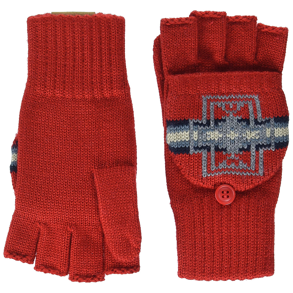 Pendleton Convertible Fingerless Mittens, Harding Red, L/XL