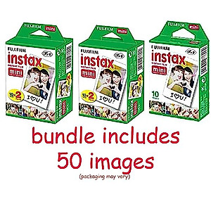 Fujifilm Instax Mini 12 Instant Camera with Fujifilm Instant Mini Film (50 Sheets) with Accessories Including Compatible Case with Strap, Lenss Photo Album, Stickers, Frames Bundle (Blossom Pink)