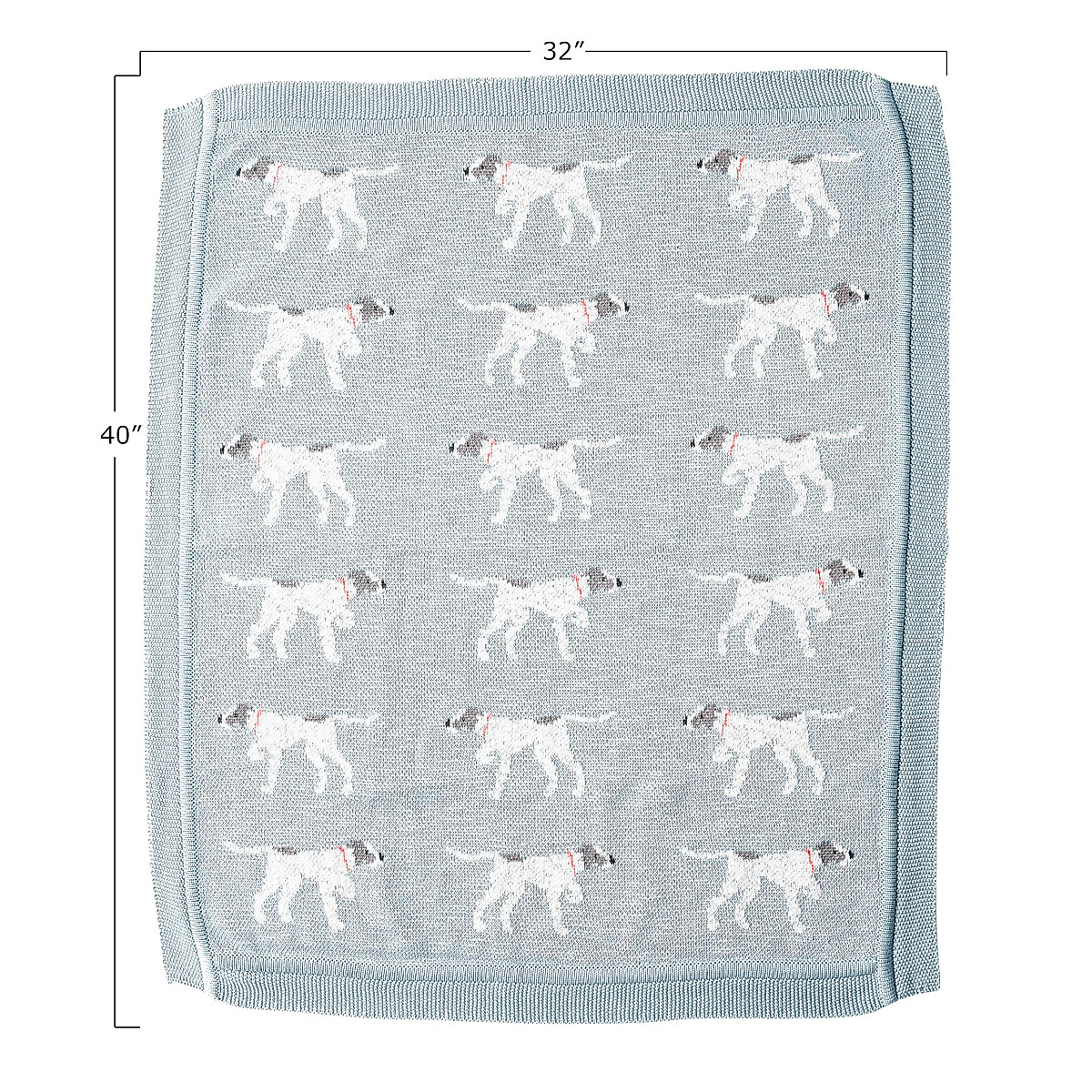 Creative Co-Op DF2527 40" L x 32" W Cotton Knit Baby Dog Blanket, Blue, Small