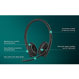 EPOS Adapt 260 - Dual Sided Headset, Wireless, Dual-Connectivity Bluetooth, USB-A Dongle Included, UC Optimized and Microsoft Teams Certified, Black