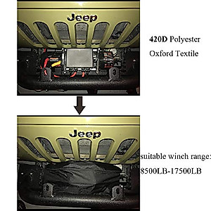 FLYMEI Winch Cover, Winch Dust Covers, 420D Water Resistant, Dust-Proof, UV-Resistant Winch Protection Cover, Ideal for Electric Winches 8000-12000 lbs