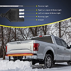 Nilight Truck Tailgate Light Strip 48" Aluminum Frame Triple Row 780 LED Strip with Red Running Brake Lights White Reverse Amber Sequential Turn Signals Strobe Lights，2 Years Warranty