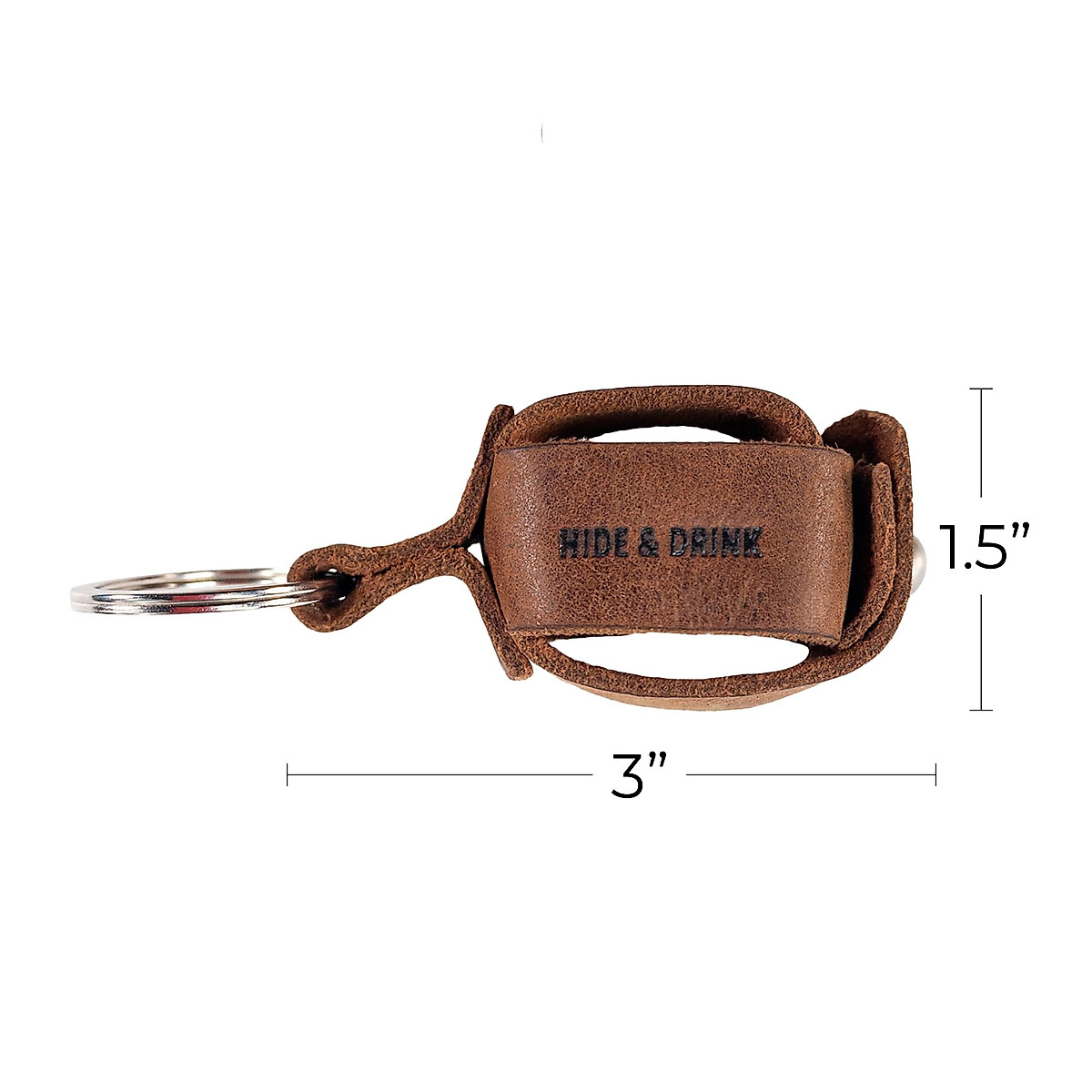 Hide & Drink, Leather Measuring Tape Holder Keychain, Key Ring Organizer, Tailor Accessories, Handmade Includes 101 Year Warranty :: Bourbon Brown