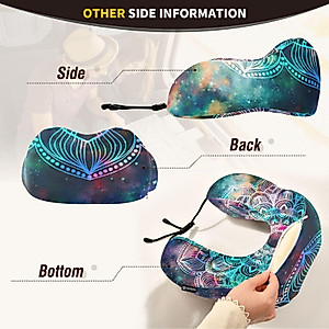 ALAZA Galaxy Mandala Neck Pillow Travel for Sleeping Airplane Travel Kit with Snap Clip & Storage Bag