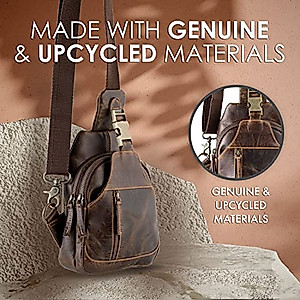 SIXTEASE Crossbody Bag for Women Vintage Style Genuine Leather, Upcycled Canvas, Rug, or Hair On - Cross Body Womens Bags with Inside Zipper Pockets - Crete