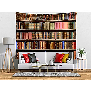 Loccor 10x8ft Fabric Bookshelf Backdrop Wooden Shelf Full of Various Books for Kids Teacher Writer Stuff Zoom Meeting Video Recording Online Teaching Conference Calls Tapestry Decorations Banner