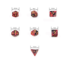 SmartDealsPro 5 x 7-Die Double-Colors Polyhedral Dice Sets with Pouches for D&D DND RPG MTG Dungeon and Dragons Table Board Roll Playing Games D4 D6 D8 D10 D% D12 D20