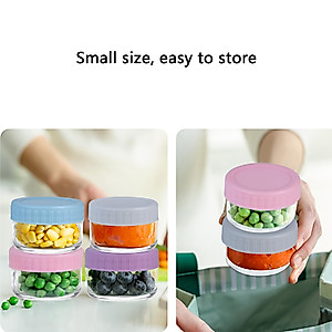 FEOOWV 6pcs Salad Dressing container, Glass Small condiment with Lids-DippingSauce Cups Set-Leakproof Reusable with Lid Small Jars Lunch Box Accessories (2.7oz/80ml)