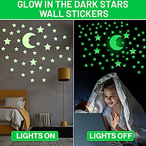 OIG Brands Glow in The Dark Stars and Planets 100-Piece (Green) 3D Glow in Dark Stars for Ceiling Decor with Constellation Map - includes Reusable Putty