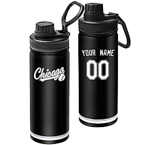 ANTKING Chicago Tumbler Travel Mug Coffee Cup Custom Name Number for Men Women Youth Gifts