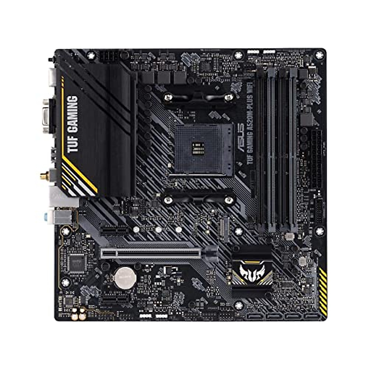 ASUS TUF Gaming A520M-PLUS (WiFi) AMD AM4 (3rd Gen Ryzen™) microATX Gaming Motherboard (M.2 Support, 802.11ac Wi-Fi, DisplayPort, HDMI, D-Sub, USB 3.2 Gen 1 Type-A and Aura Addressable Gen 2 headers)