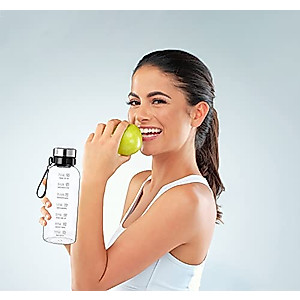 RNCKUUE 64 OZ Glass Water Bottle - Large Resuable Borosilicate Wide Mouth Glass Drinking Bottles With Time Mark, Sleeve, BPA Free