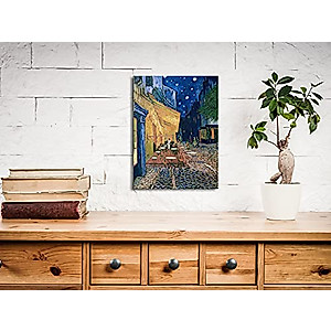 Wieco Art Cafe Terrace at Night Modern Stretched and Framed Giclee Canvas Prints Van Gogh Oil Paintings Reproduction Cityscape Picture on Canvas Wall Art Ready to Hang for Bedroom Kitchen Home Decor