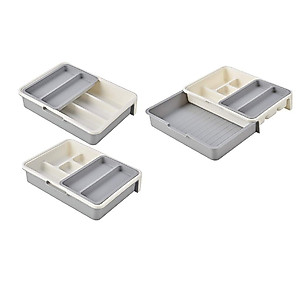 LSXLSD Three-Piece Drawer Storage Box Desk Separation and Finishing Free Combination Sundries Cosmetic Compartment Really Useful Storage (Color : Gray)
