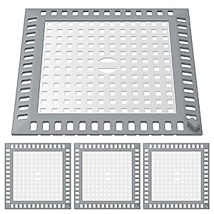 4Pcs Shower Drain Hair Catcher, Sink Hair Stopper, Sink Drain Cover Strainer, Drain Hair Filter Mesh Tub Drain Protector, Stainless Steel Bathtub Hair Trap Stopper for Kitchen Bathroom (Square)
