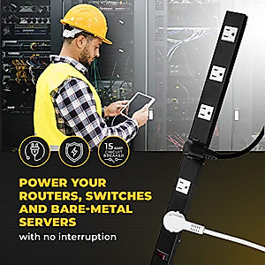 6 Outlets 3 Feet Power Cord 2 Feet Body Opentron OT2063 Heavy Duty Metal Surge Protector Power Strip with Mounting Parts - Free End Caps for Shipping Protection Only Black