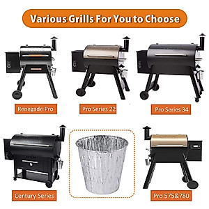 U/B Grease Bucket Liners, Aluminum Disposable Replacement Part for Traeger Green Mountain Oklahoma Joe's Wood Smoker Pellet Grill Drip Tray, 24-Pack Silver
