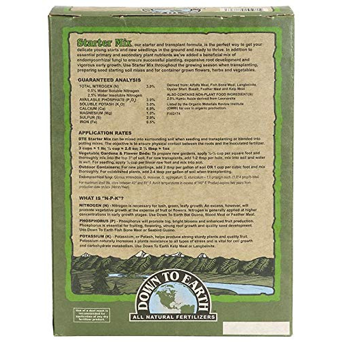Down to Earth Organic Starter Fertilizer Mix 3-3-3, 5 lb