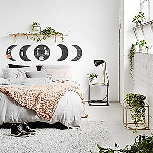 COUNTOOZQ Wood Floating Shelves Moon Cycle Change Wall Shelf Bohemian Style Moon Phase Wall Shelves Set Storage Wall Decorations for Bedroom Bathroom Kitchen Decor,5 Set