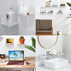 PHEZEN 4 Pcs Floating Wall Shelf Holder, Invisible Floating Bookshelf Heavy Duty Wall Mounted Hallway Kitchen Bathroom Supplies Book Organizer Metal Shelves Holder Display Stand Type 5