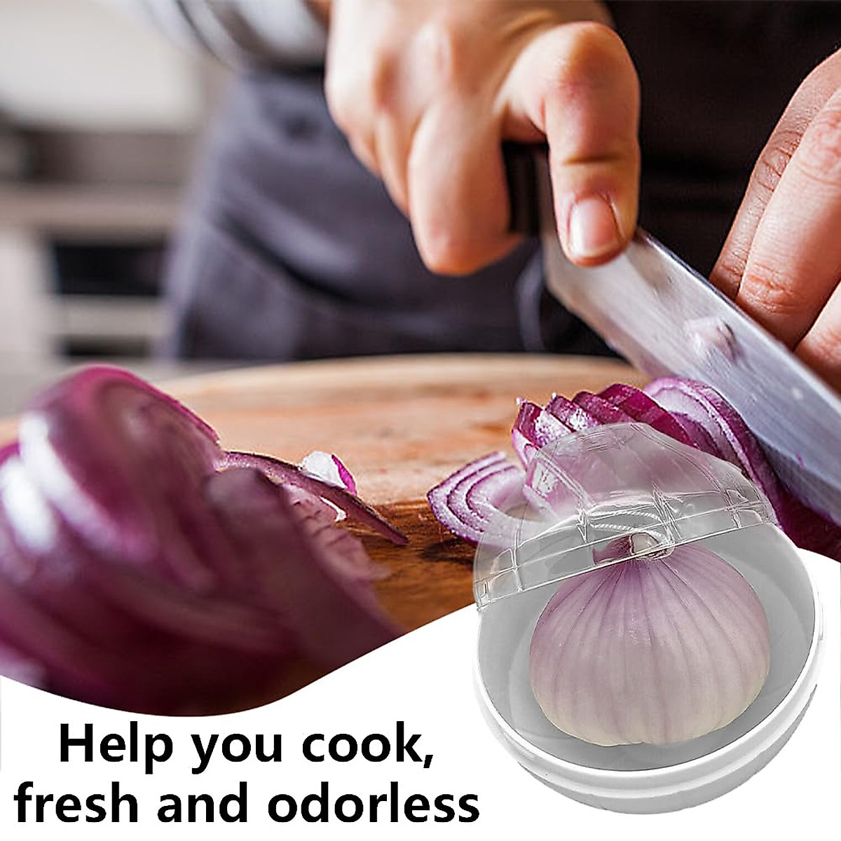 CALIDAKA Onion Keeper Reusable Garlic Shaped Food Saver Storage Containers, Fruit and Vegetable Storage Holder Sealing Box Bowls for Refrigerators, White