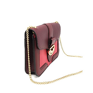 Coach Womens Georgie Crossbody Bag (Colorblock - Pebbled Leather - Oxblood - Wine)