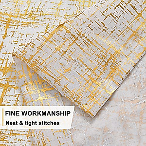 TERLYTEX Gold White Sheer Curtains 63 Inch Length, Metallic Gold Foil Cross Hatch Design Sparkle Sheer Curtains for Bedroom, Rod Pocket Privacy Glitter Sheer Curtains 2 Panels, 52 x 63 Inch, Gold