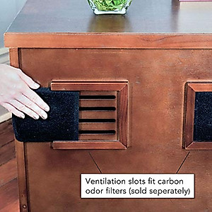 THE REFINED FELINE Cat Litter Box Enclosure Cabinet, Cottage, Mahogany Brown, Adjustable Levelers, Large, Hidden Litter Cat Furniture with Drawer