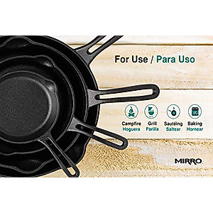 Mirro MIR-19053 12" Pre-Seasoned Ready to Use Round Cast Iron Skillet with Helper Handle, Black