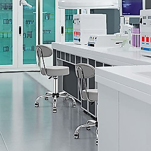 YOUTHUP Swivel Bar Chair, PU Leather Bar Stools with Backrest Support Back, Round Stool Chair Height Adjustable Perfect for Hair Salon, Home Office, Pedicure Spa and Lab, Grey