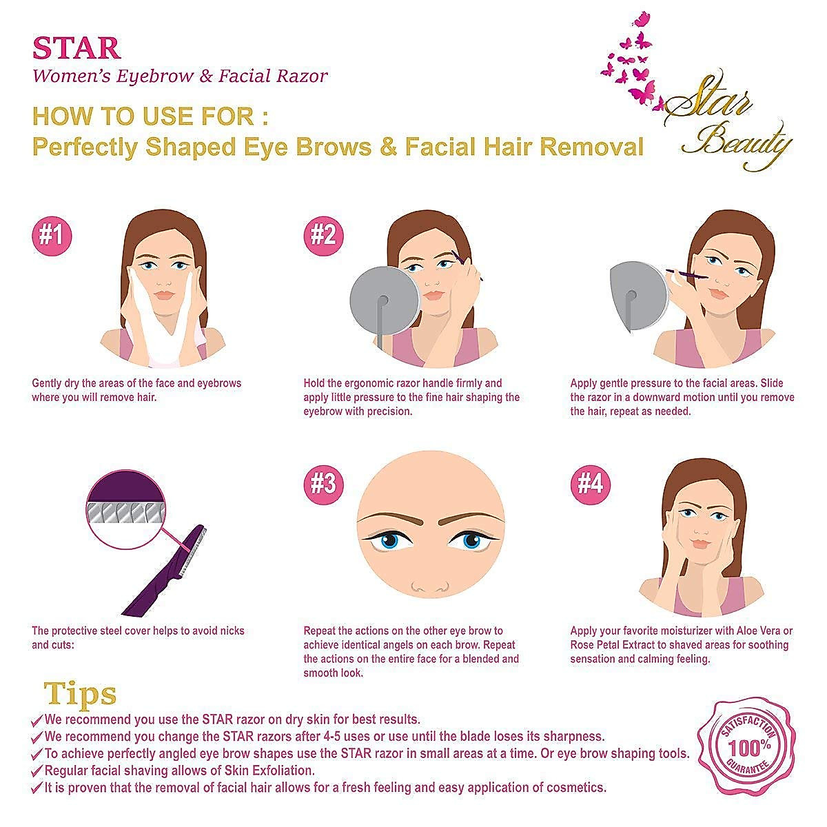 24 Pieces Eyebrow Razor Shaper Trimmer Shaver Women Men Facial Razor with Precision Cover by ACKLLR,Green Pink Yellow