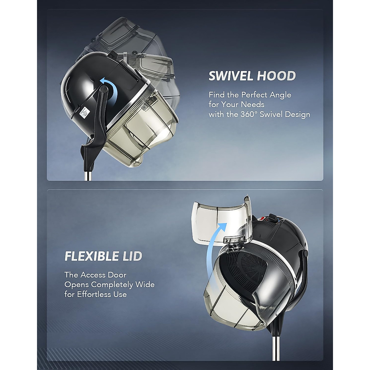 CO-Z Professional Adjustable Hooded Stand-Up Hair Bonnet Dryer with Timer Swivel Caster Rolling Base for Beauty Salon or Home Use