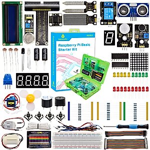 KEYESTUDIO Basic Starter Kit for Raspberry Pi 4 3 3B/2B/B+, with Tutorials C+ Python Java Code, Breadboard Solderless Electronic LCD Water Level Gas Sensor Programming